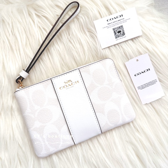 Coach | Bags | Nwt Coach Corner Zip Wristlet In Signature Canvas ...